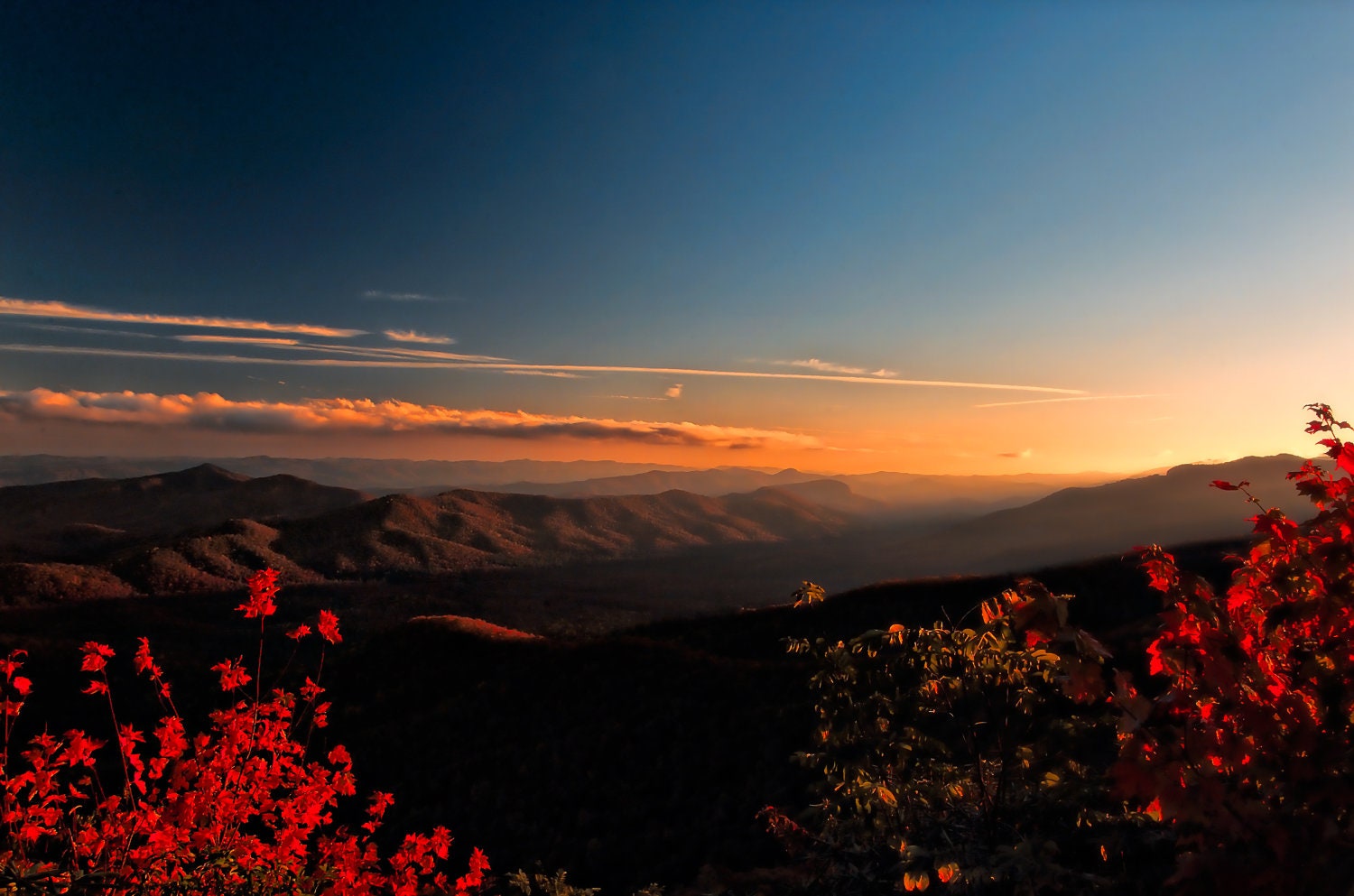 Fall Sunrise Blue Ridge Mountains by risingmoonphotos on Etsy