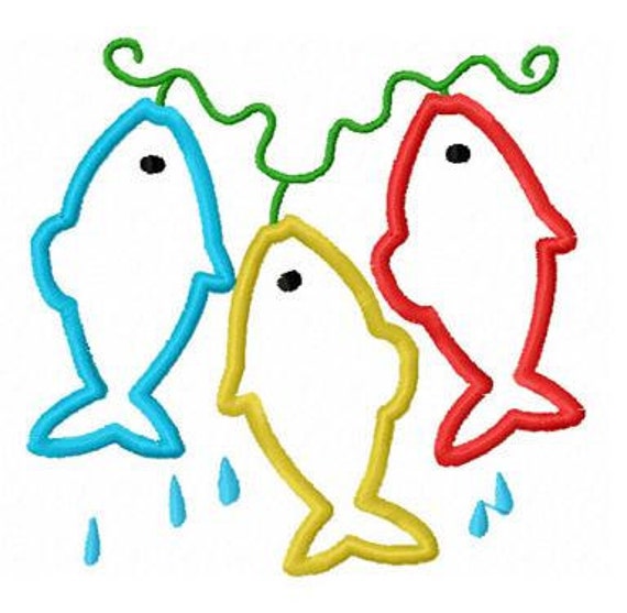 Items similar to fish applique machine embroidery design on Etsy