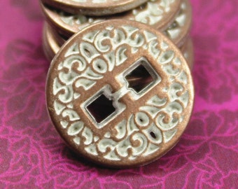 Metal Buttons Light Blue Metal Buttons Copper Color by Lyanwood