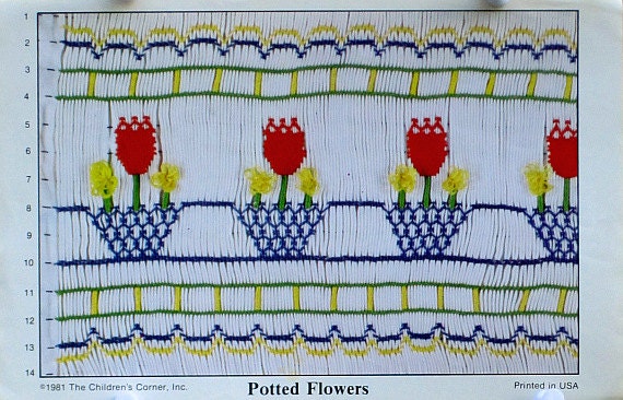 Potted Flowers Smocking Plate from Children's Corner