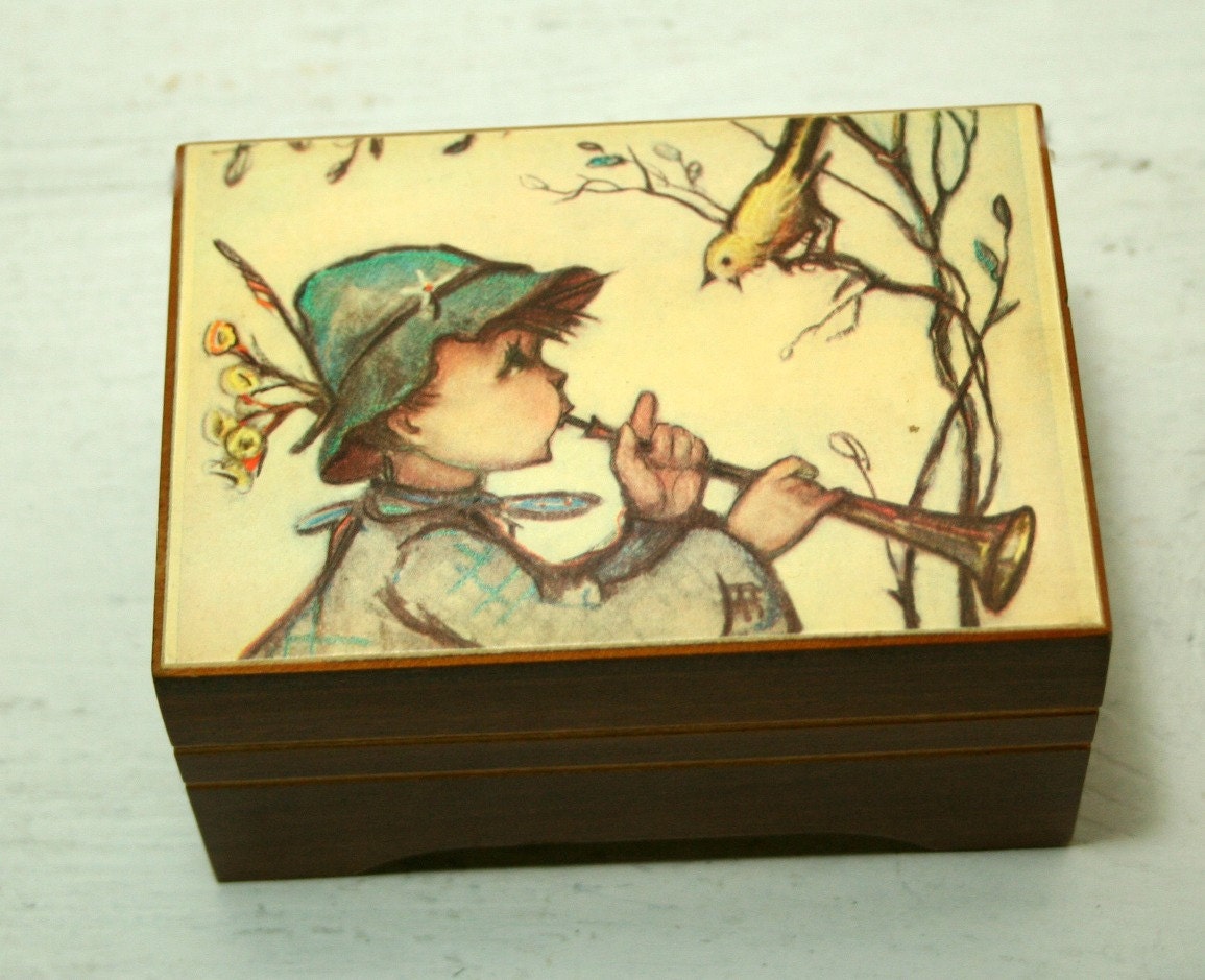 Vintage Reuge Swiss Movement Wooden Music Box Vintage Hummel