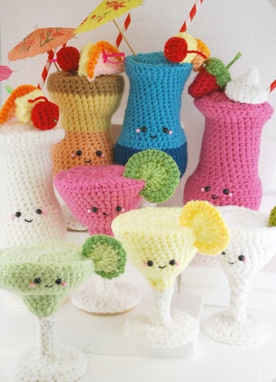 Crochet Pattern 8 Amigurumi Crochet Cocktails by youcute on Etsy
