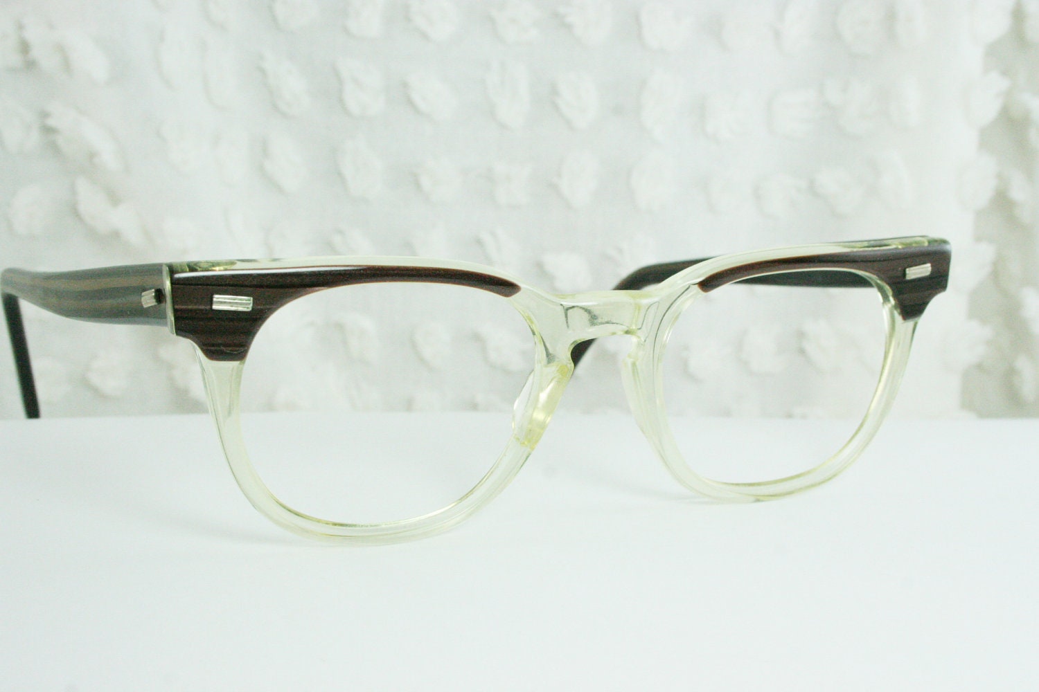 60s Mens Glasses 1960's Browline Eyeglasses Brown by DIAeyewear