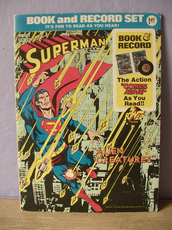 vintage Superman comic book and record set Alien by ShoponSherman