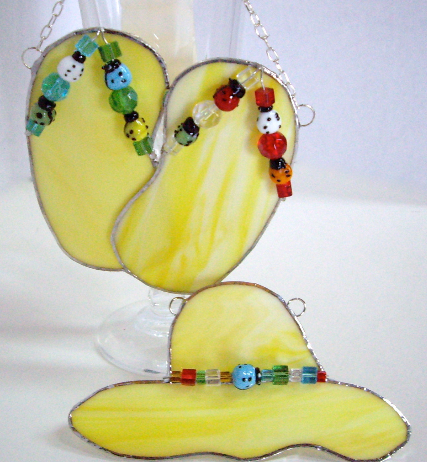 Flip Flop Hat Stained Glass Suncatcher Ensemble By Jpcountrymarket