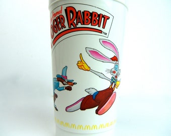 vtg "Who Framed Roger Rabbit" plastic collectible cup, 1988, Roger ...