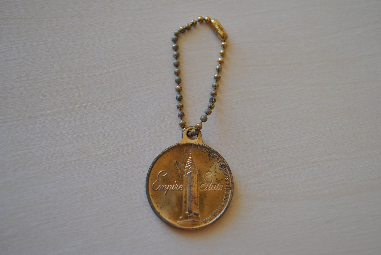 Vintage Empire State Building Medallion Souvenir Keychain