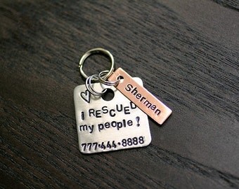 I Rescued My Peeps - Pet ID Tag w/Name