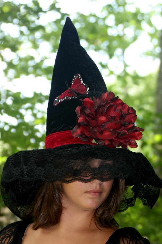 Witch Hat Burgundy Beautiful by witchesnstitcheshats on Etsy