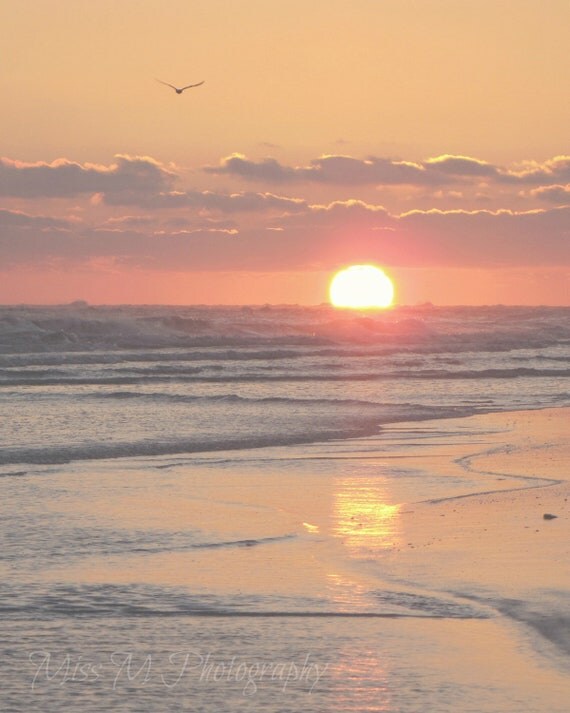 Items similar to Beach, Sunset, Summer, Ocean, Nautical, Boho, Peach ...