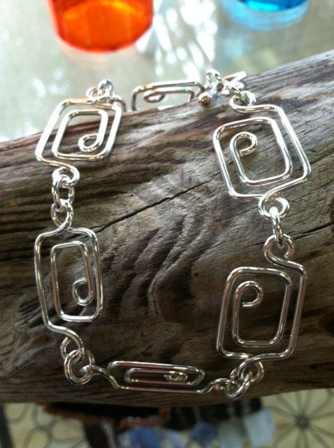 Sterling Silver Greek Key Bracelet by WestEndCoop on Etsy
