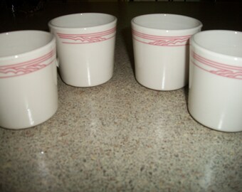 Set of 4 Vintage Corningware Coffee Cups. Pink cloud