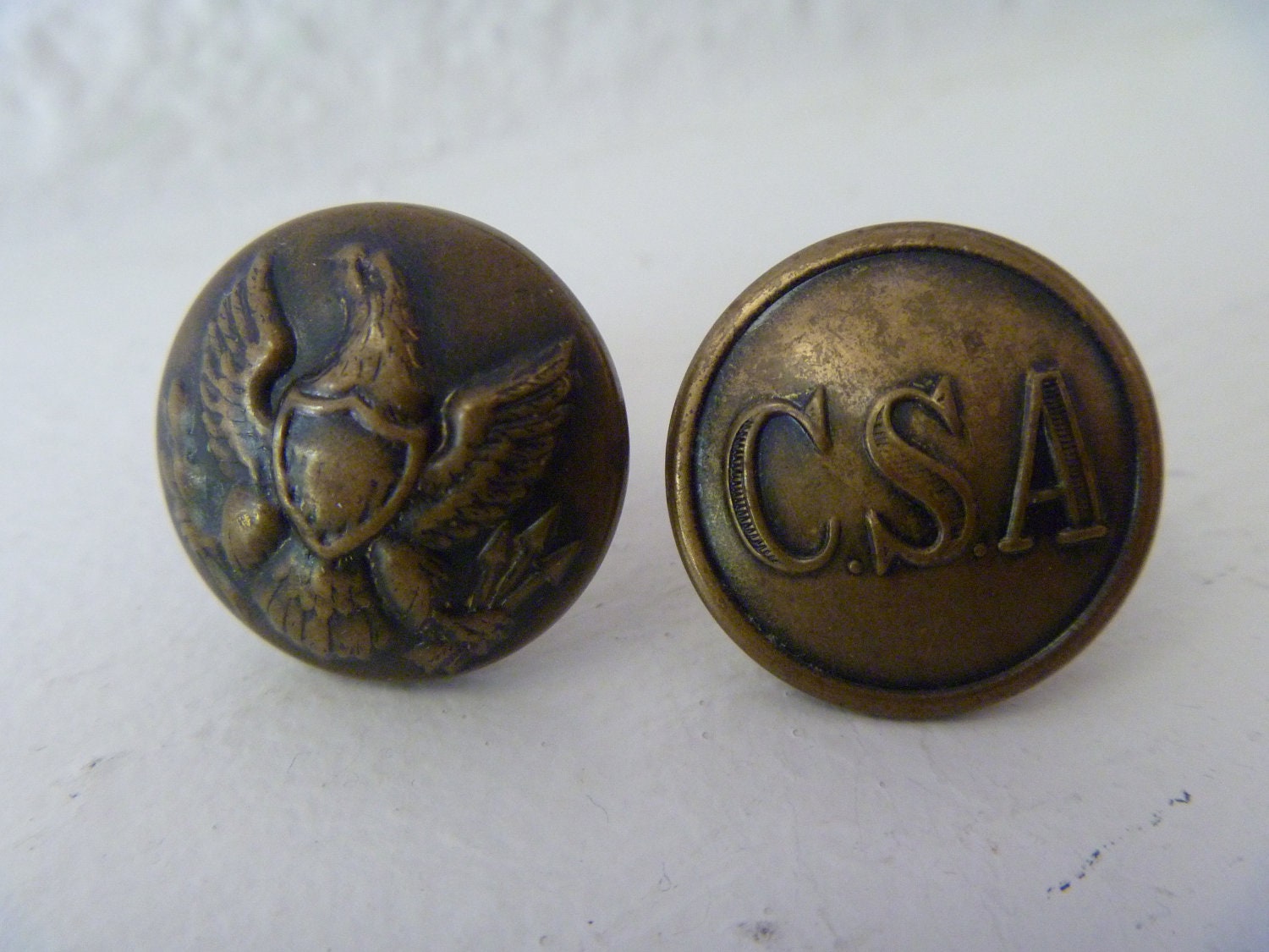 Antique Brass Confederate Cuff Links Waterbury Button Company