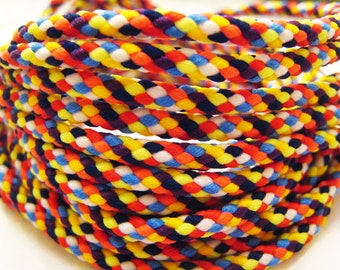 1 Yard of 5mm Yarn Striped String Round Braided by heafeathers