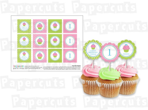 Cupcake Theme SMALL Happy Birthday Party by PapercutsPartyShop
