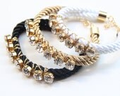 Items similar to Love Rocks rhinestone Friendship Bracelet - Knit ...
