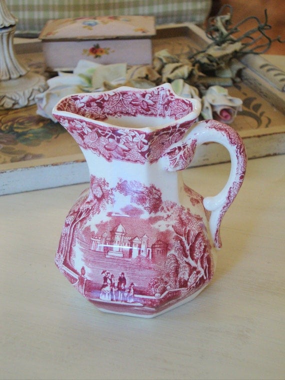 MASON'S RED TRANSFERWARE Pitcher Creamer Vista England
