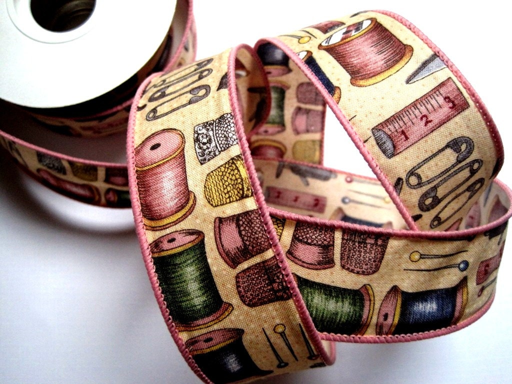 Sewing Notions Cotton Wired Ribbon Trim by PrimroseLaceRibbon