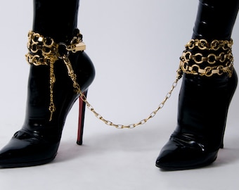 Bondage Chain Ankle Restraints weaved with latex by VEX - INTERLOCK ...