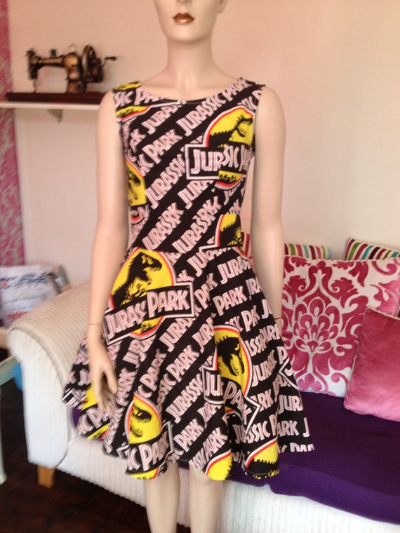 50s Style Jurassic Park Dress With Swing Skirt