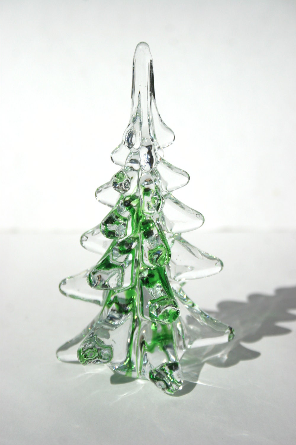 Festive Blown Glass Pine Christmas Tree with Crystal Clear
