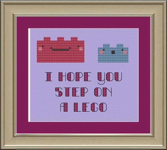 I hope you step on a Lego: cute cross-stitch pattern
