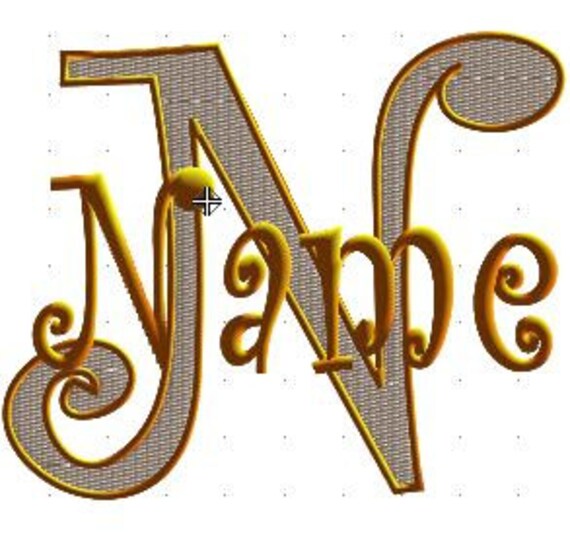 Custom Initial and Name Machine Embroidery Design by CraftyJacky