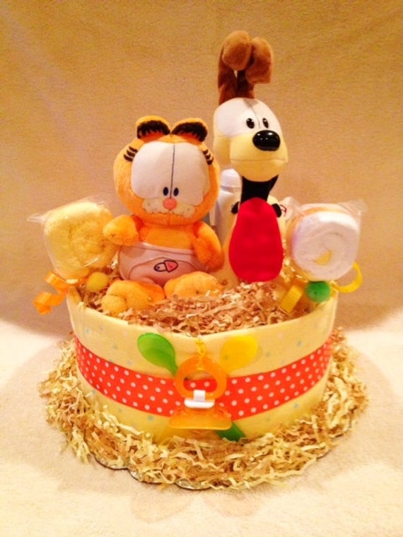 Items similar to 1 Tier Garfield & Odie Diaper Cake on Etsy