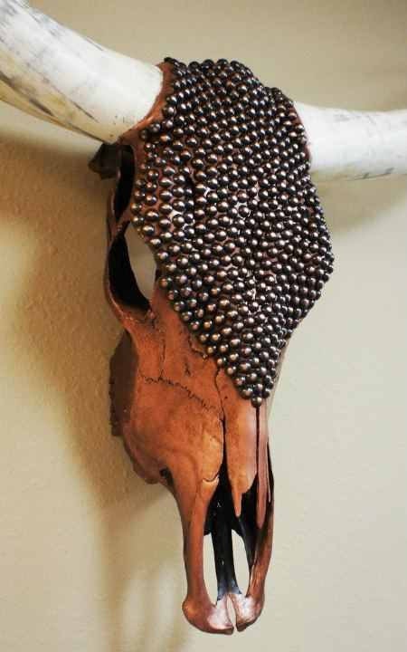 Decorated longhorn cow steer skull copper with by WesTiqueDesigns