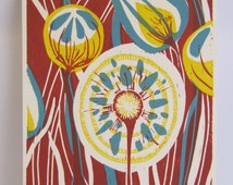 Unique flower linocut related items | Etsy