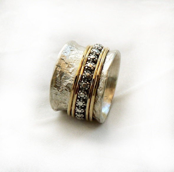 Wide and chunky spinner ring hand-crafted sterling silver