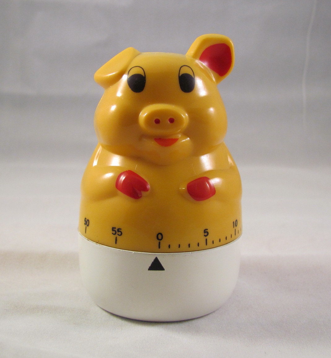 Pig Kitchen Egg Timer Vintage Yellow and Working