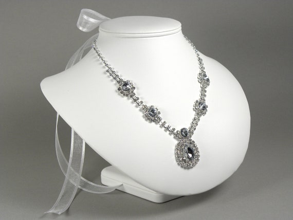 Bridal Rhinestone Statement Necklace By Whiteaisleboutique On Etsy