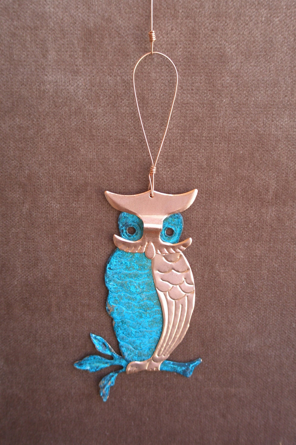 OWL Copper Verdigris Ornament Handcrafted in The Copper