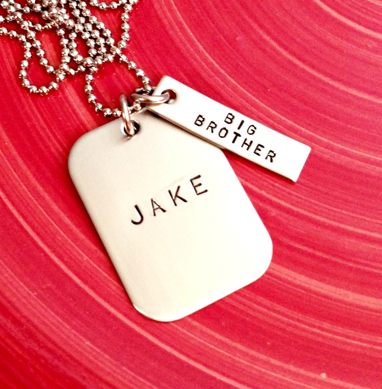 Big Brother Personalized Dog Tag Hand Stamped Necklace