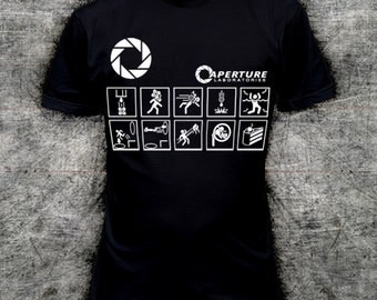 9135 APERTURE SCiENCE LABORATORiES T-SHiRT inspired by PORTAL innovators