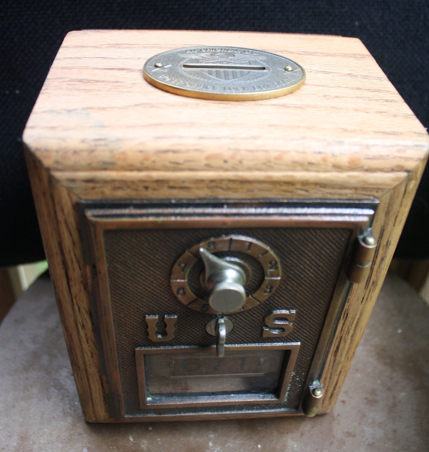 1906 U.S. Post Office Lock Box Door Coin Bank
