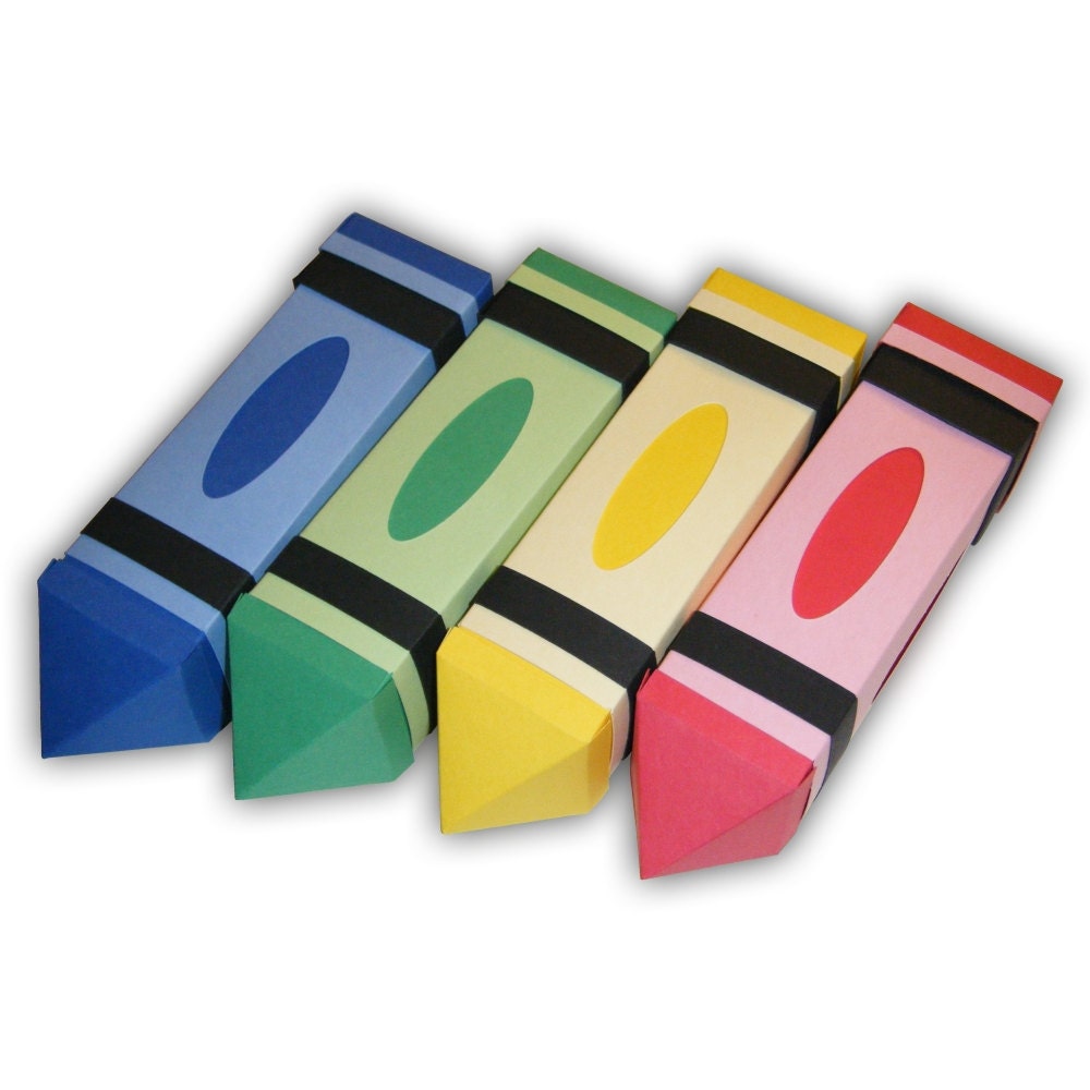 Crayon Digital PDF Gift Box Favor Printable Color Template