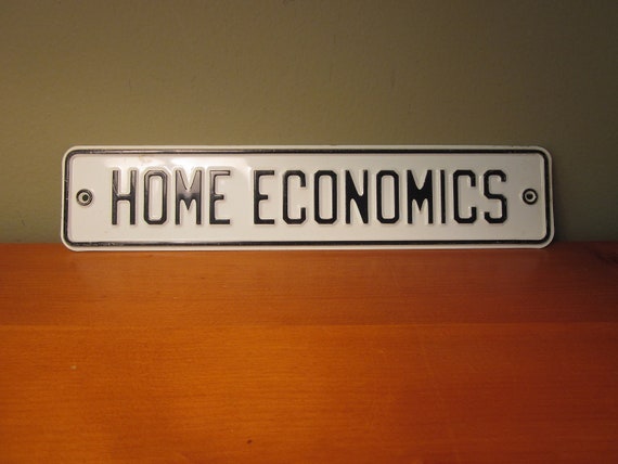 Vintage Metal Black and White Home Economics Sign