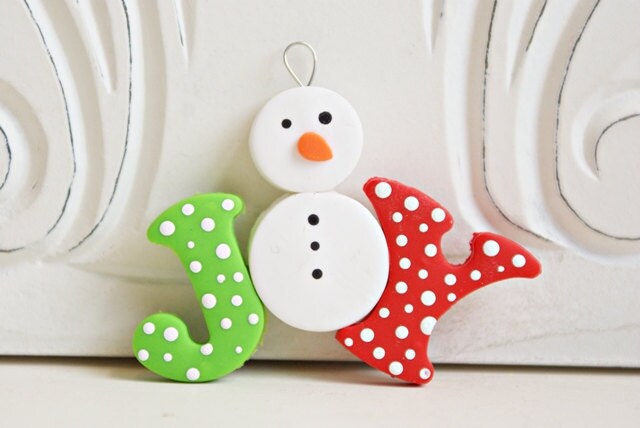 Snowman JOY Ornament by melaniescrafts on Etsy