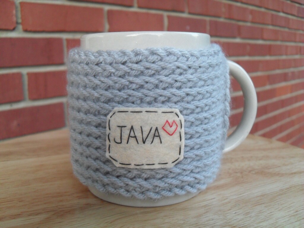 knitted java mug cozy cup cozy in light grey gray