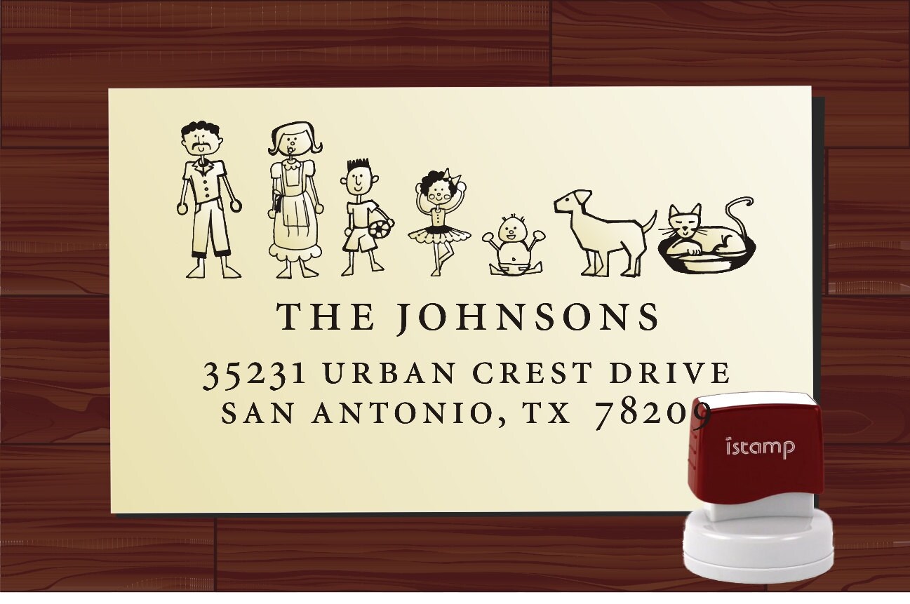 Stick Family ADDRESS STAMP Self inking Custom Return Address