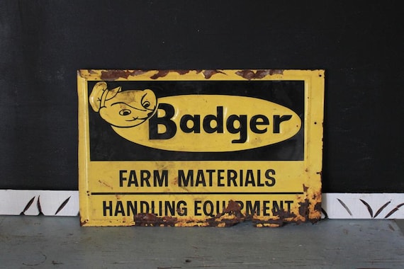 vintage BADGER farm equipment sign / vintage by ScottieinaCanoe