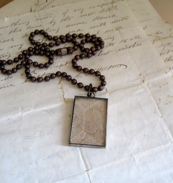 Items similar to Flower Lace Bevel Necklace Ball Chain on Etsy