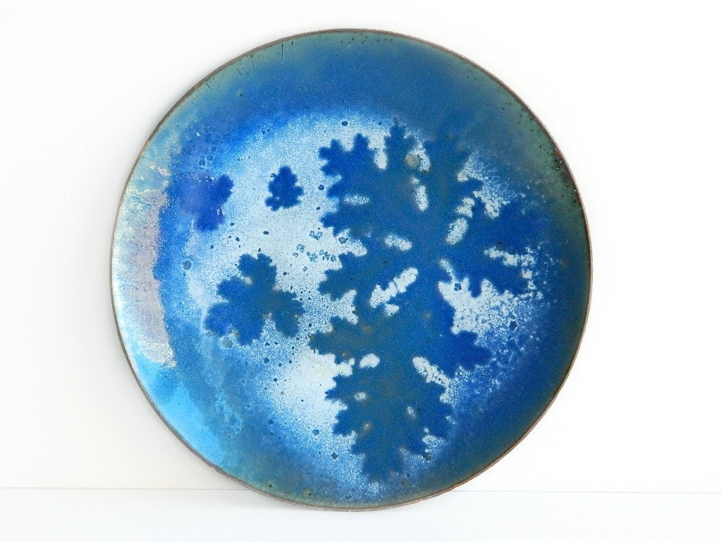 SALE: Mod blue enamel plate by CIVILIZEDMODERN on Etsy