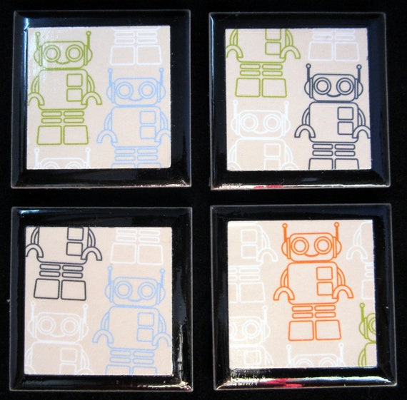 Items similar to Robot Magnet Set on Etsy