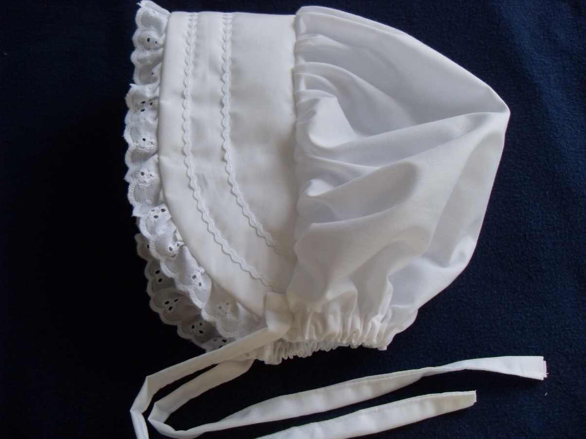 Adult Bonnet Hat White or White Eyelet