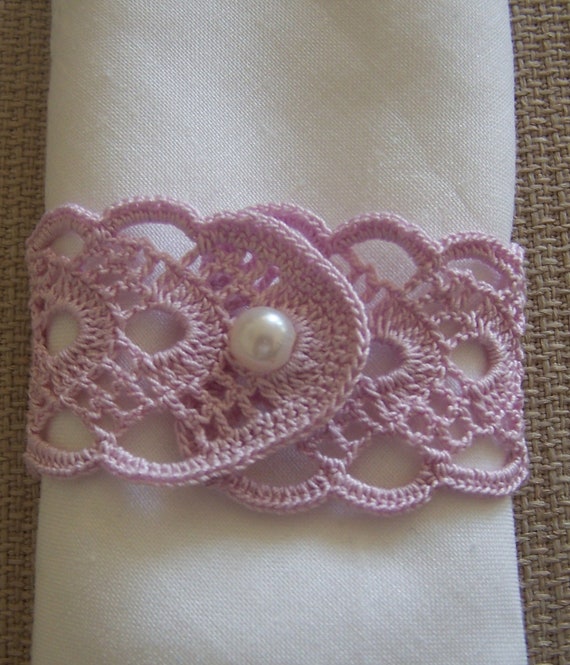 crochet napkin rings 2 pieces lilac
