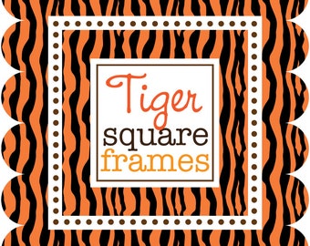 Square Frames in Chevron digital clip art Black and White