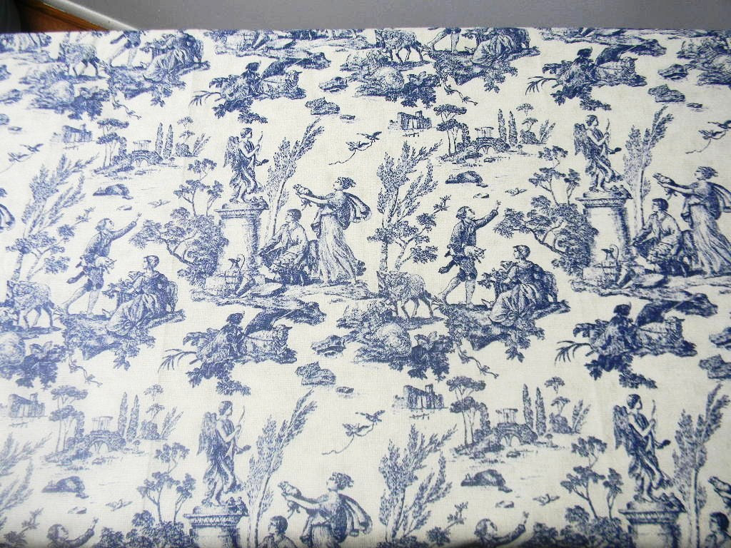 Mill Creek French Country Toile Fabric Blue 1 yard